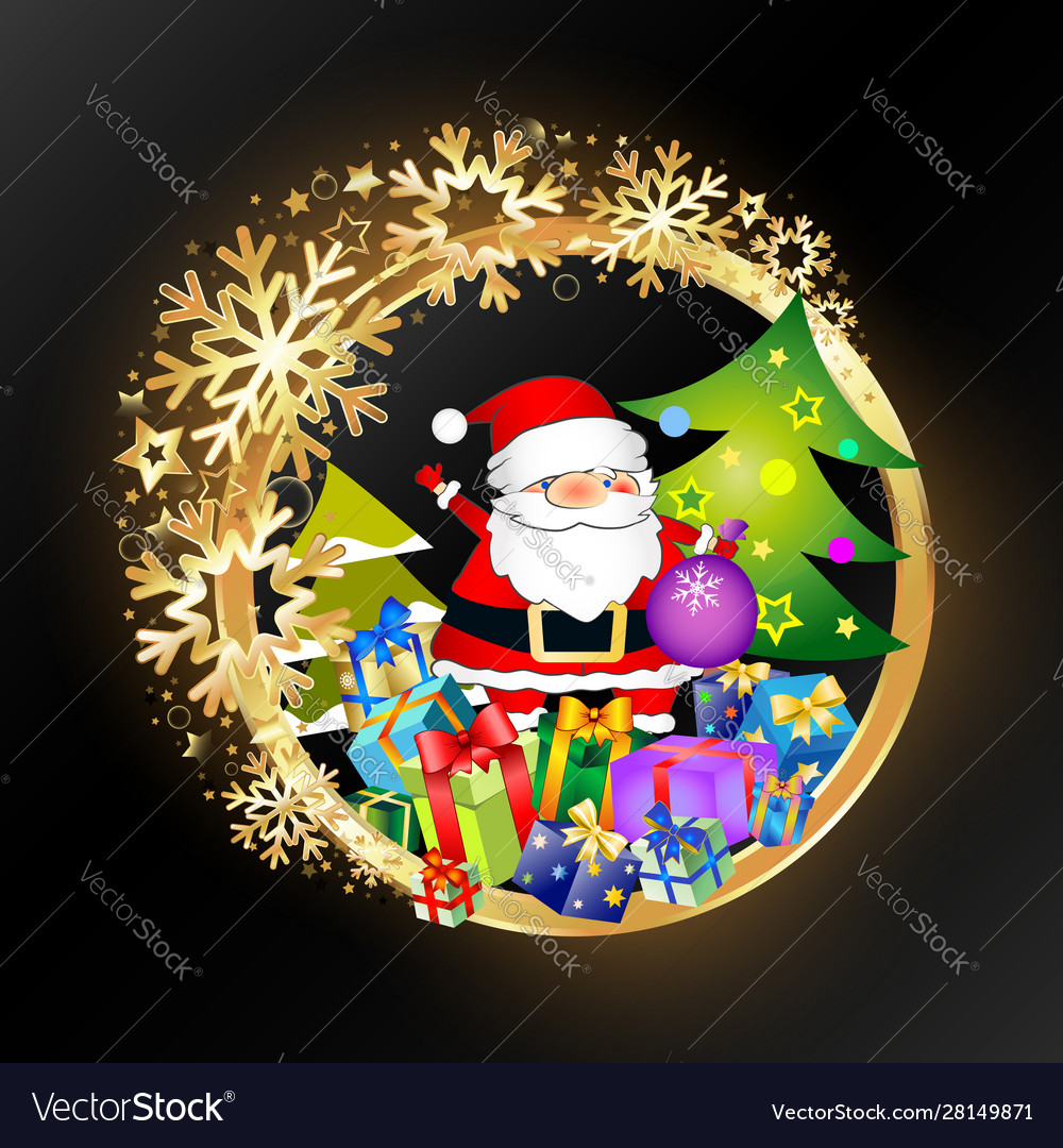 Beautiful christmas with gifts and golden Vector Image
