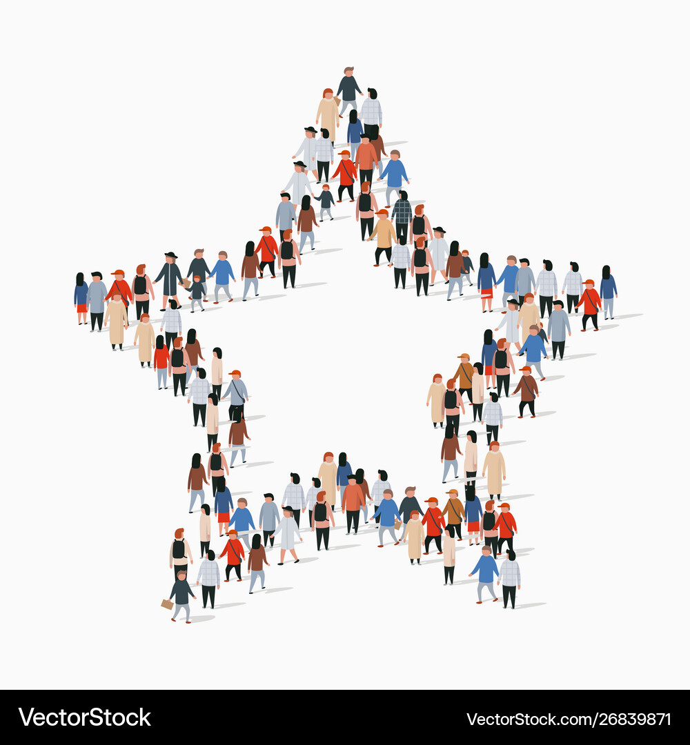 Big group people standing in a star sign Vector Image