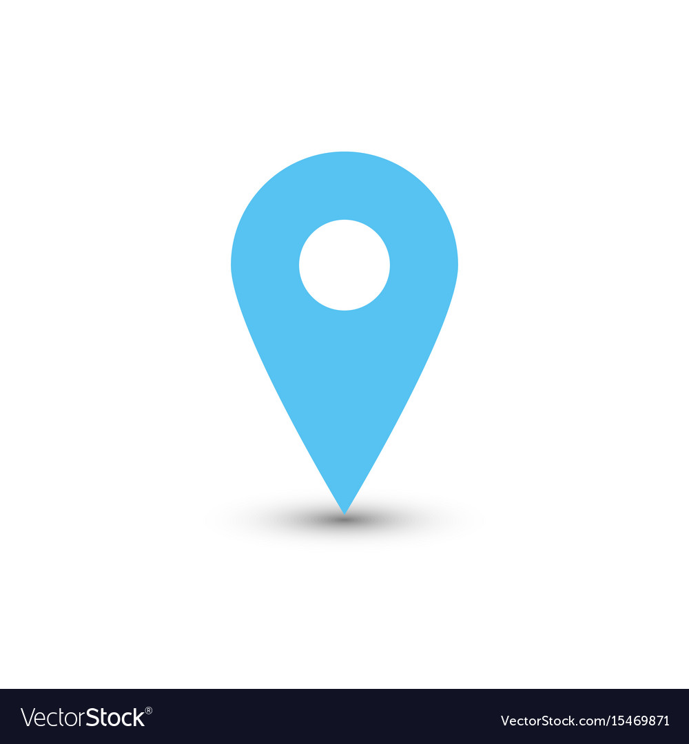 Blue map pointer with dropped shadow on white Vector Image