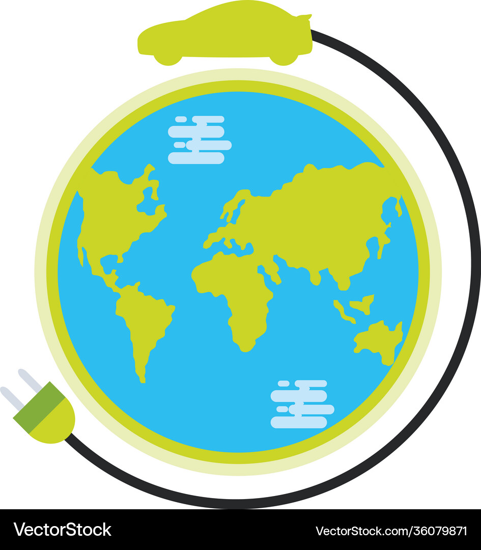 Electric car eco friendly world white background Vector Image