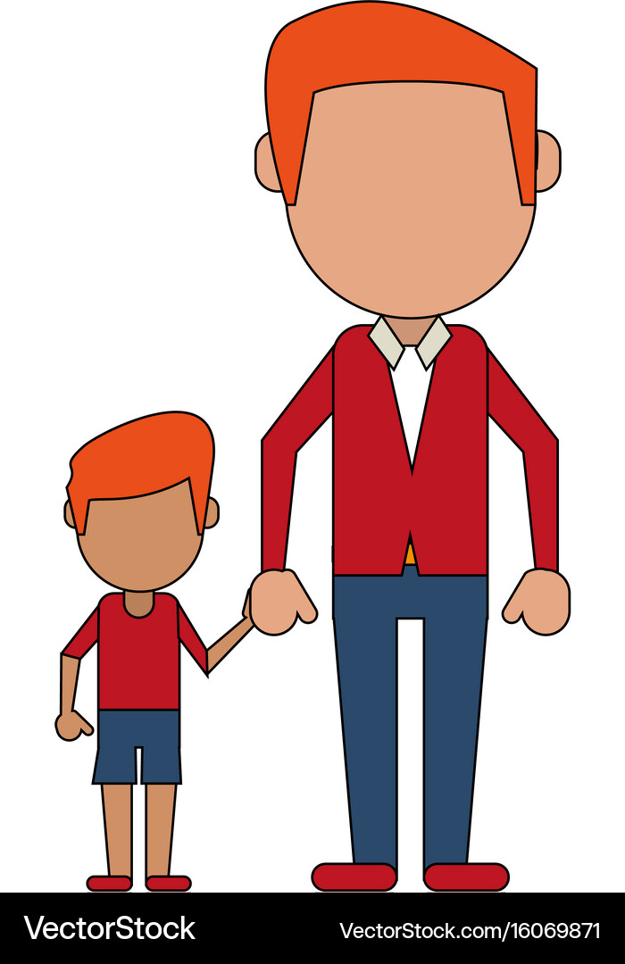 Father with his child cartoon Royalty Free Vector Image
