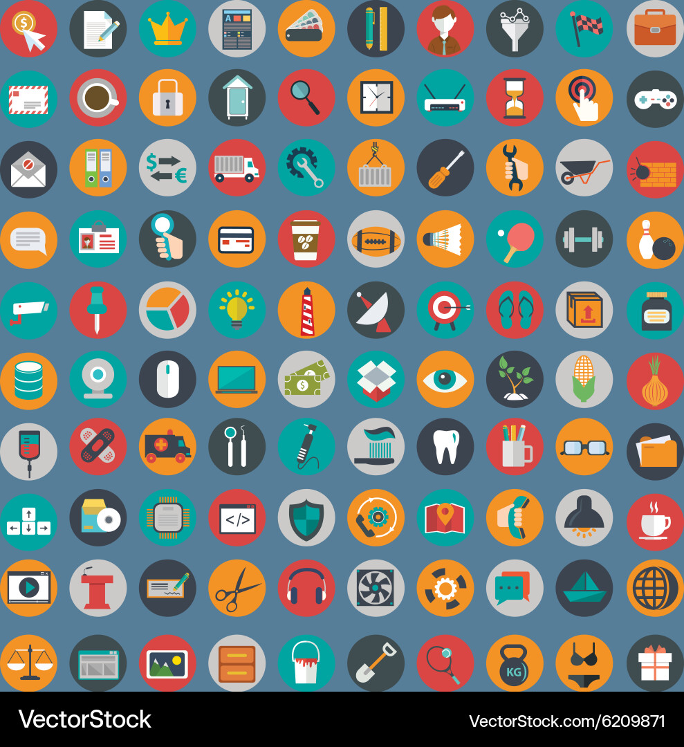 Flat icons design modern big set of various Vector Image