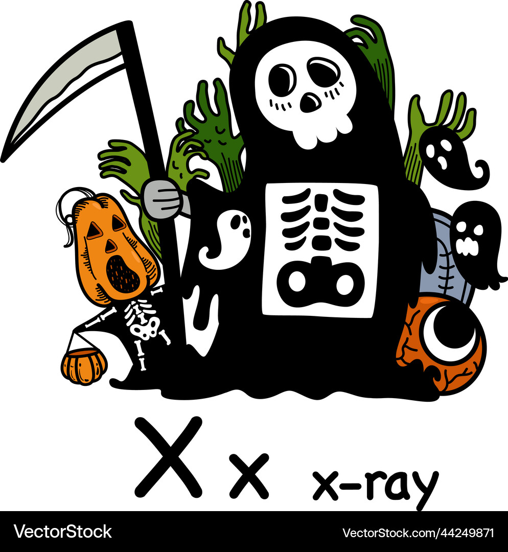 Hand drawnalphabet letter x-x-ray Royalty Free Vector Image