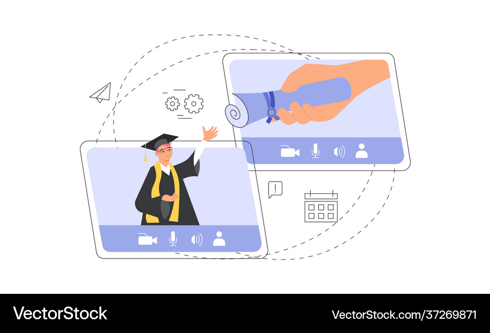 Happy graduate man gets graduation academic Vector Image