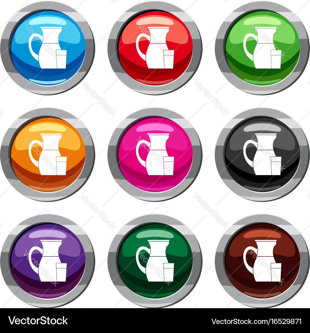 Jug of milk set 9 collection Royalty Free Vector Image