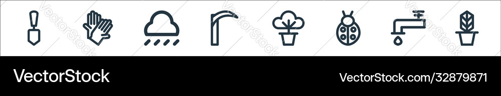 Landscaping equipment line icons linear set Vector Image