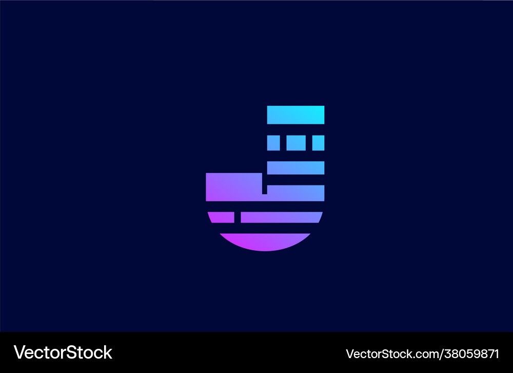 Letter j logo alphabet icon with block line Vector Image