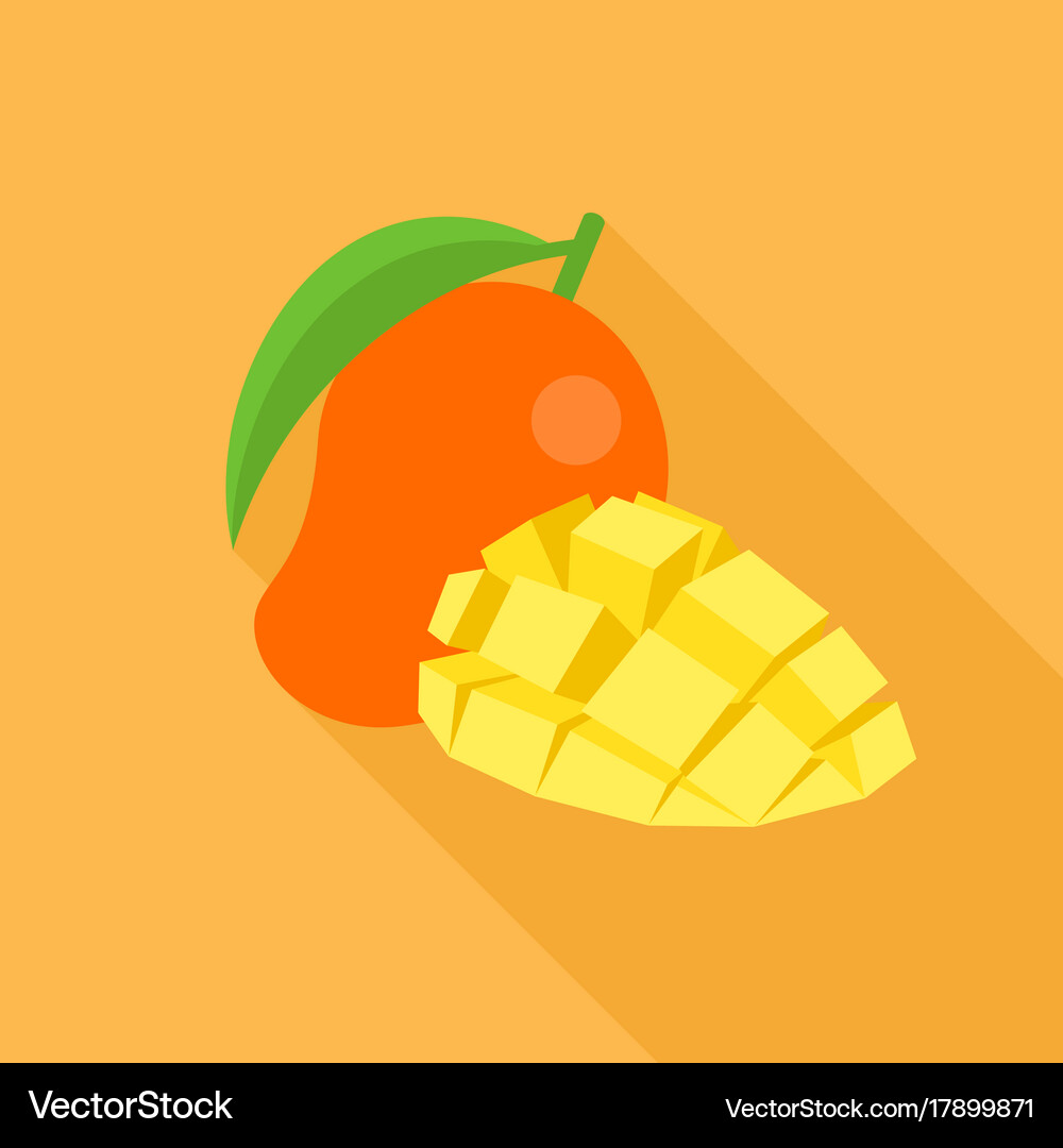 Mango icon and piece of sliced Royalty Free Vector Image