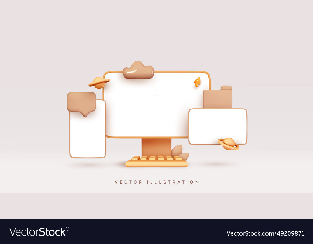 Screen Device Mockup Mock Up Desktop Computer Vector Image