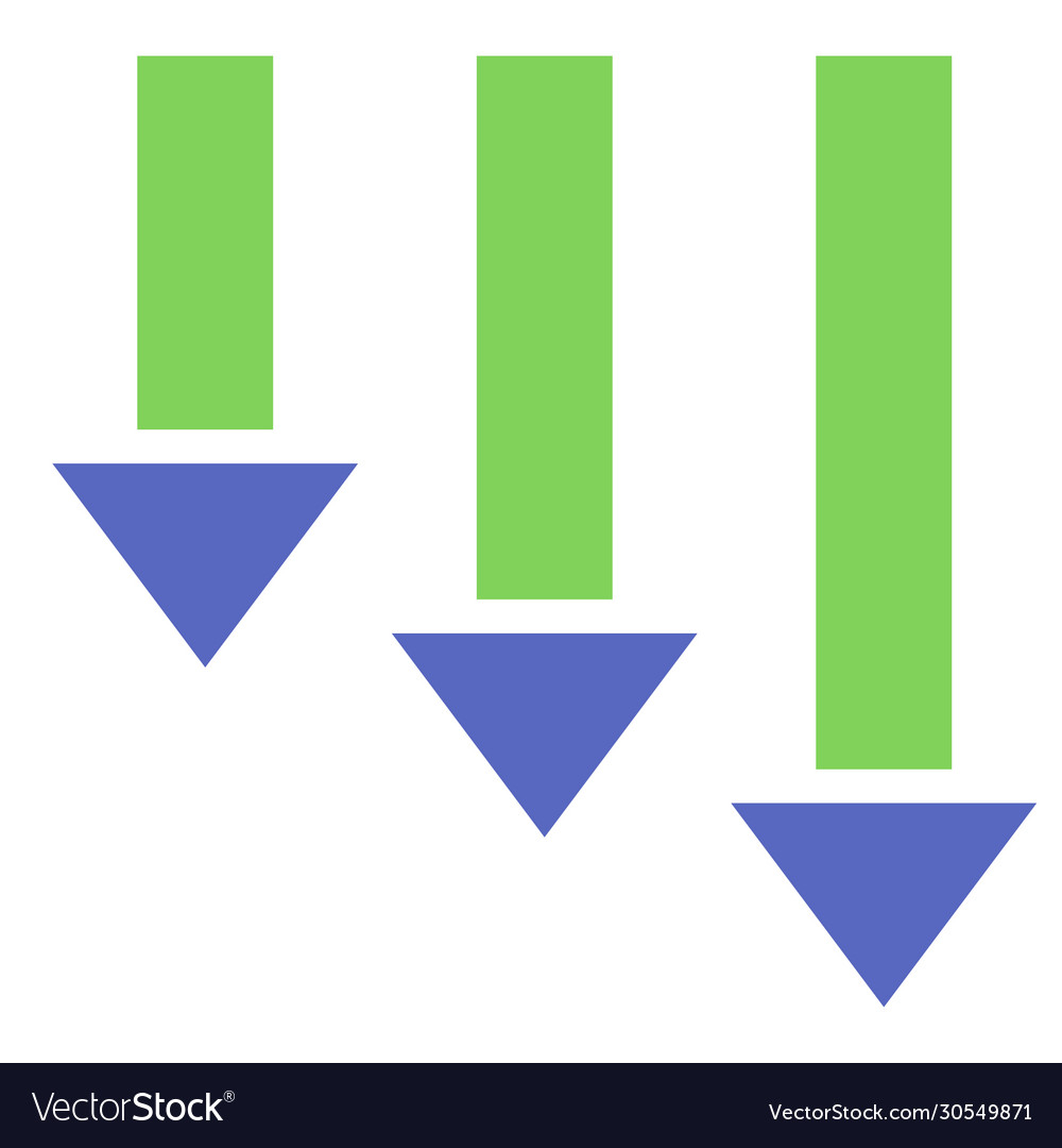 Three arrow down Royalty Free Vector Image - VectorStock