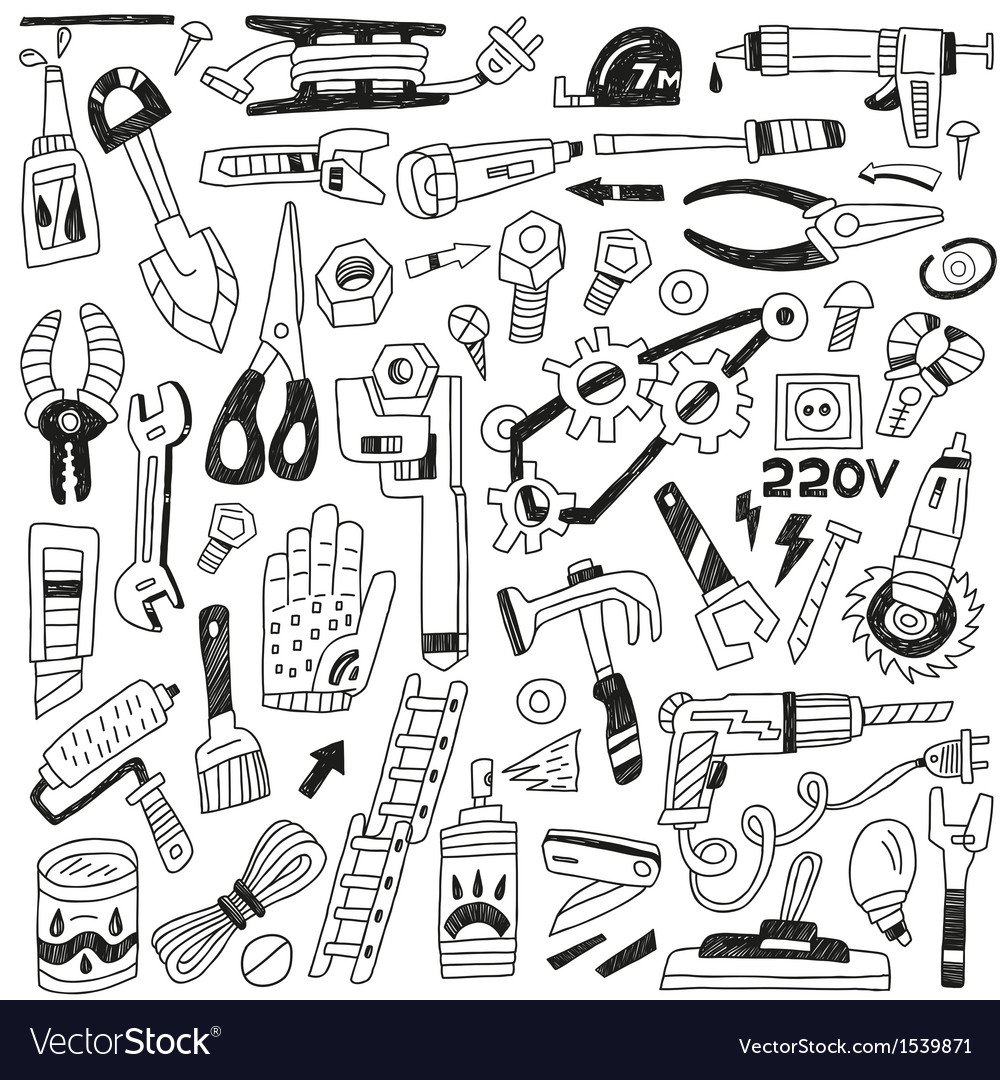 Work tools - doodles Royalty Free Vector Image