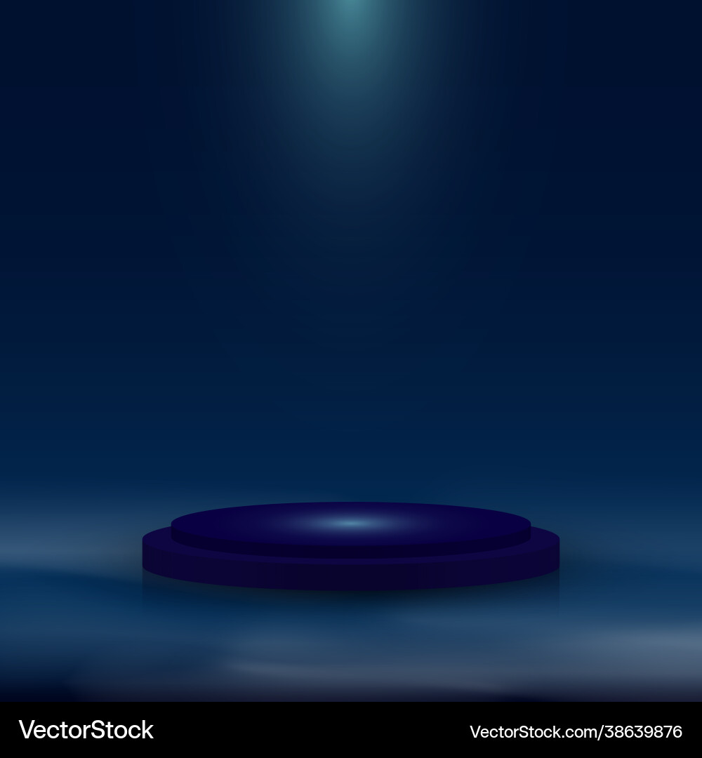 3d realistic blue pedestal with lighting and mist Vector Image