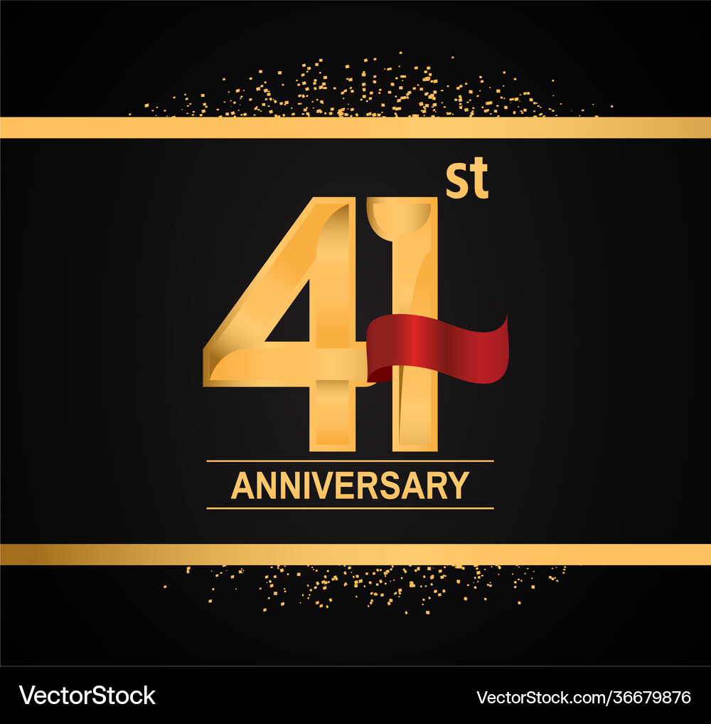 41 years anniversary logotype with premium gold Vector Image