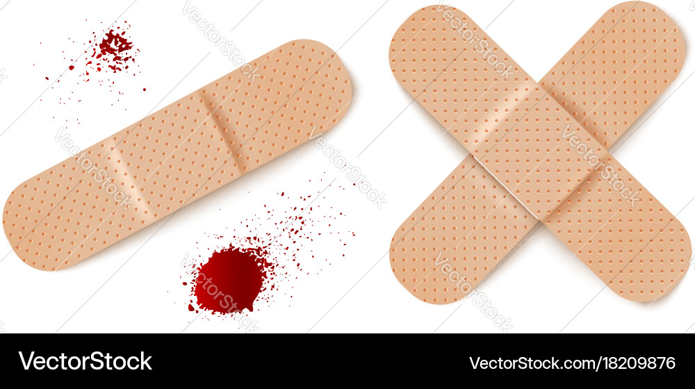Aid bandages and blood drops Royalty Free Vector Image