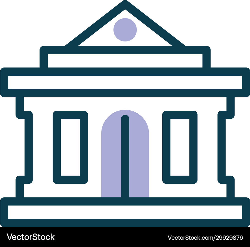 Bank building icon half color style Royalty Free Vector