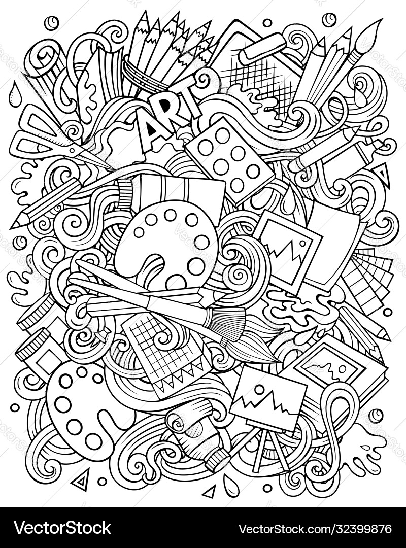 Cartoon doodles art and design Royalty Free Vector Image