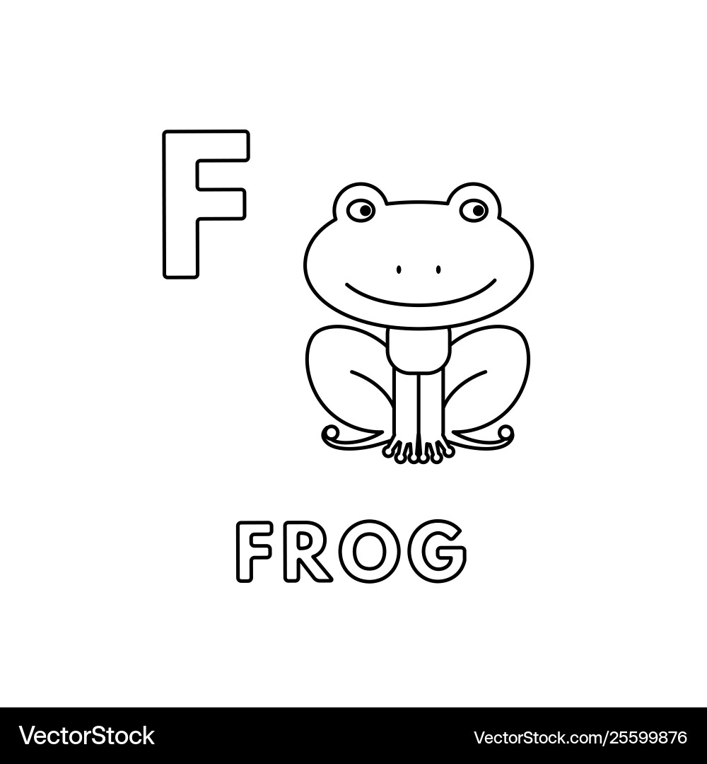 Cute cartoon animals alphabet frog Royalty Free Vector Image