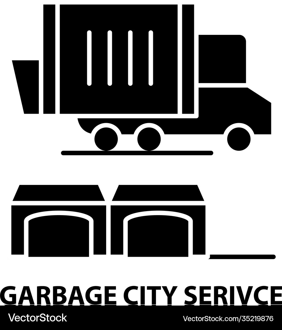 Garbage city serivce icon black sign Royalty Free Vector
