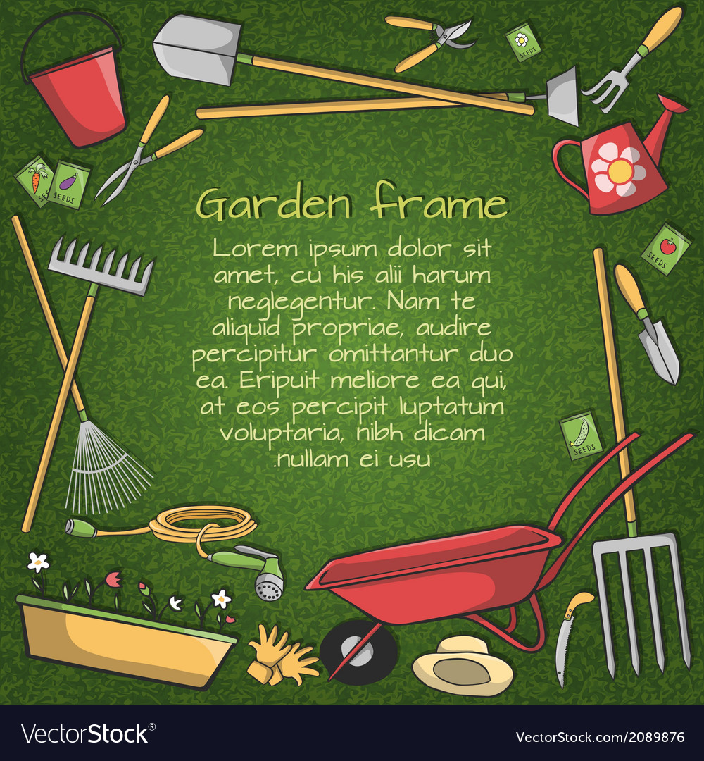 Garden tools frame Royalty Free Vector Image - VectorStock