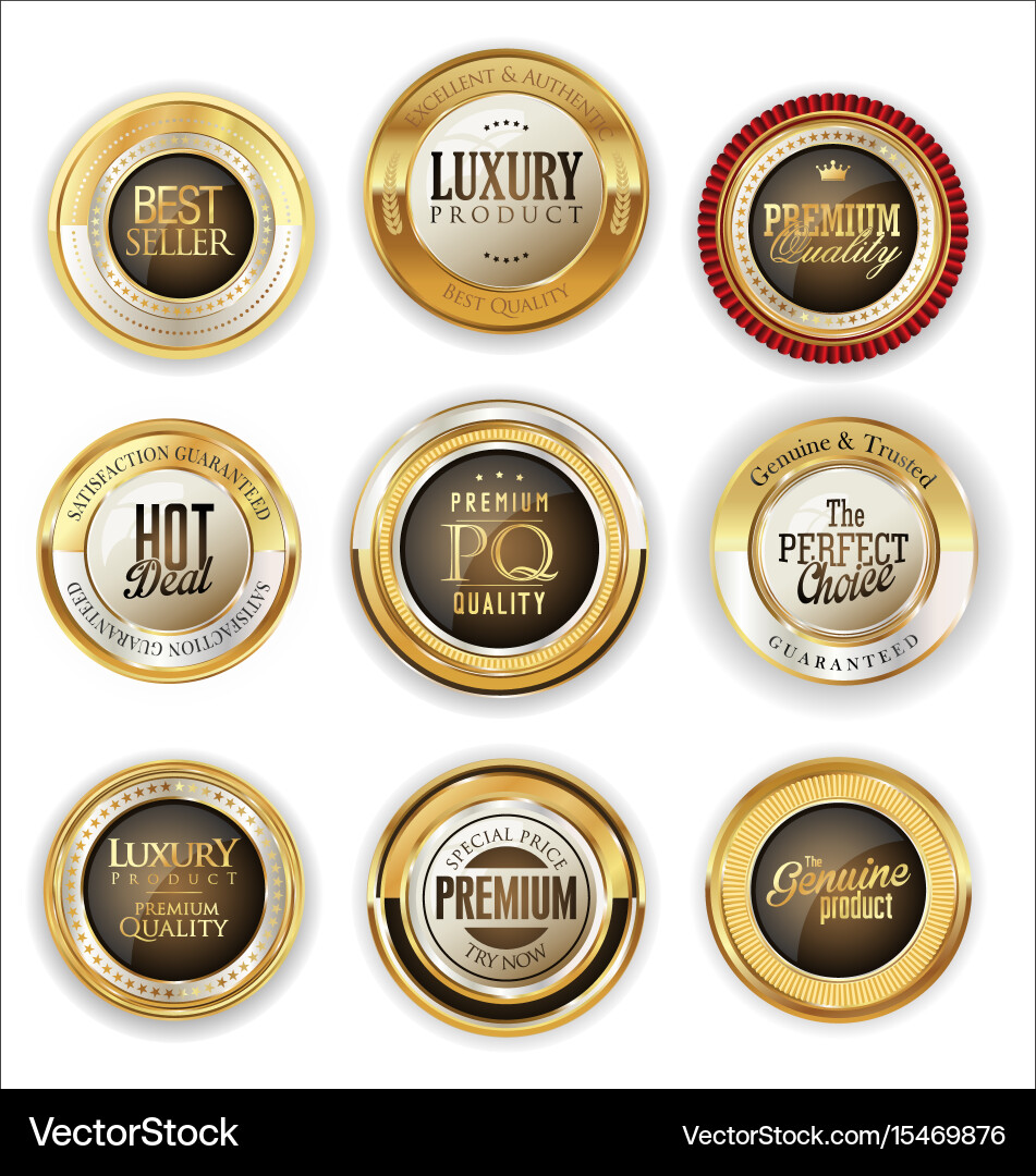 Golden luxury badges retro design collection Vector Image