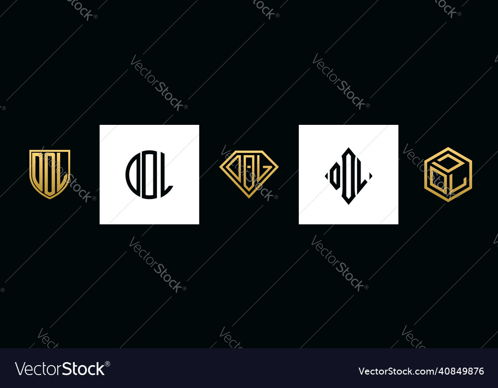 Initial letters dol logo designs bundle Royalty Free Vector