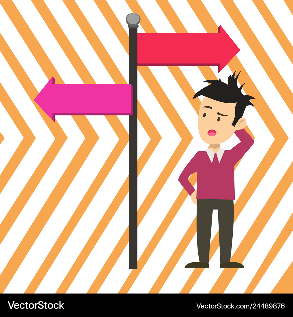 Man standing with one hand on his head the other Vector Image