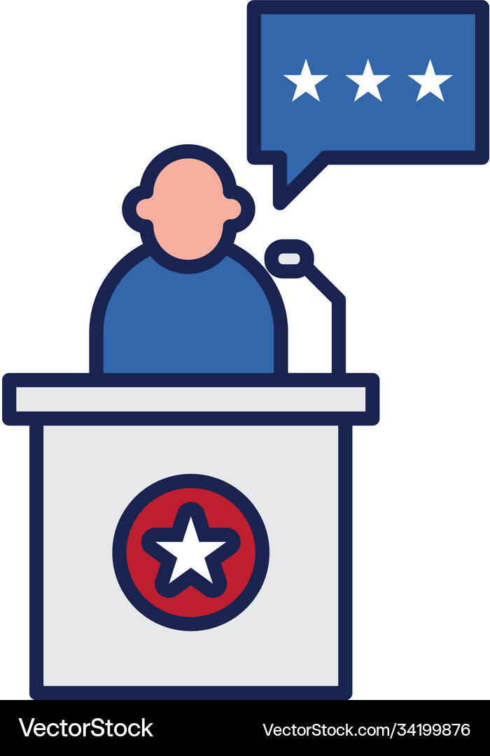 President on podium with star and bubble line Vector Image