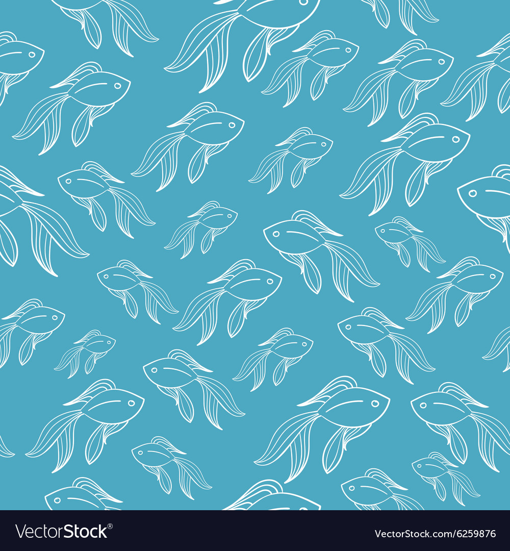 Seamless blue fish pattern 2 Royalty Free Vector Image