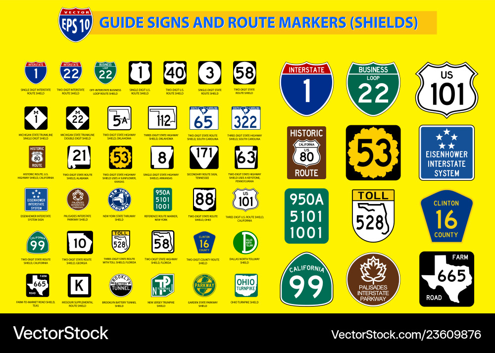 Set united state street sign Royalty Free Vector Image