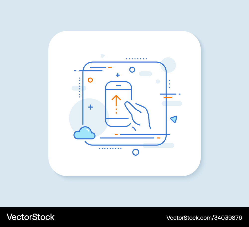 Swipe up phone line icon scrolling arrow sign Vector Image