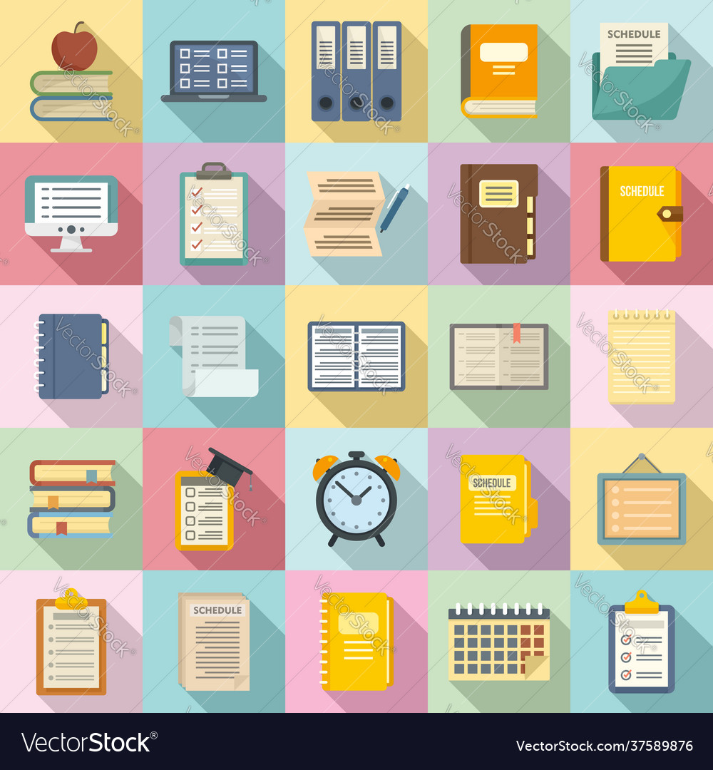 Syllabus icons set flat style Royalty Free Vector Image Syllabus icons set flat style Royalty Free Vector Image