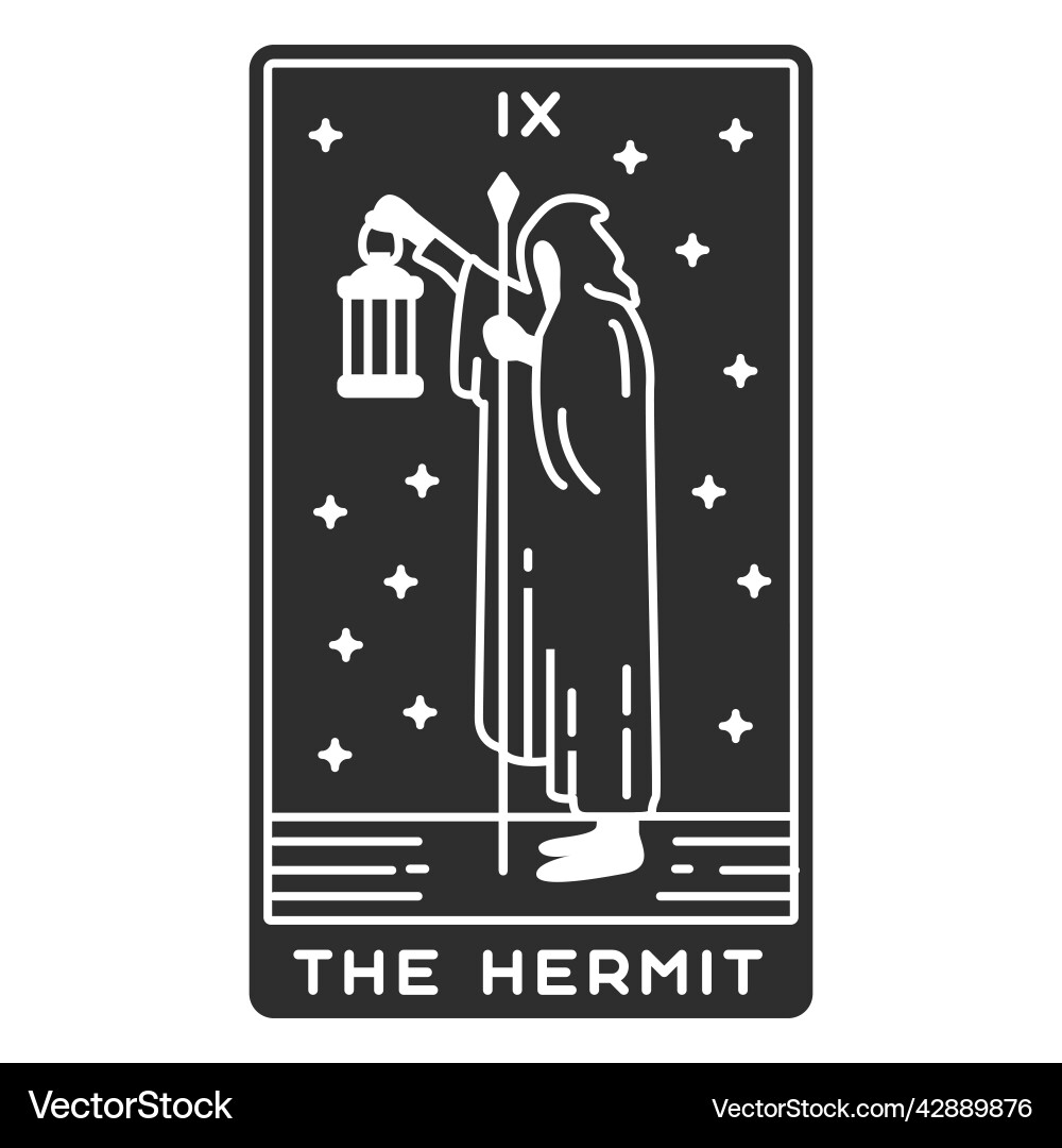 Tarot card the hermit cut out high quality Vector Image