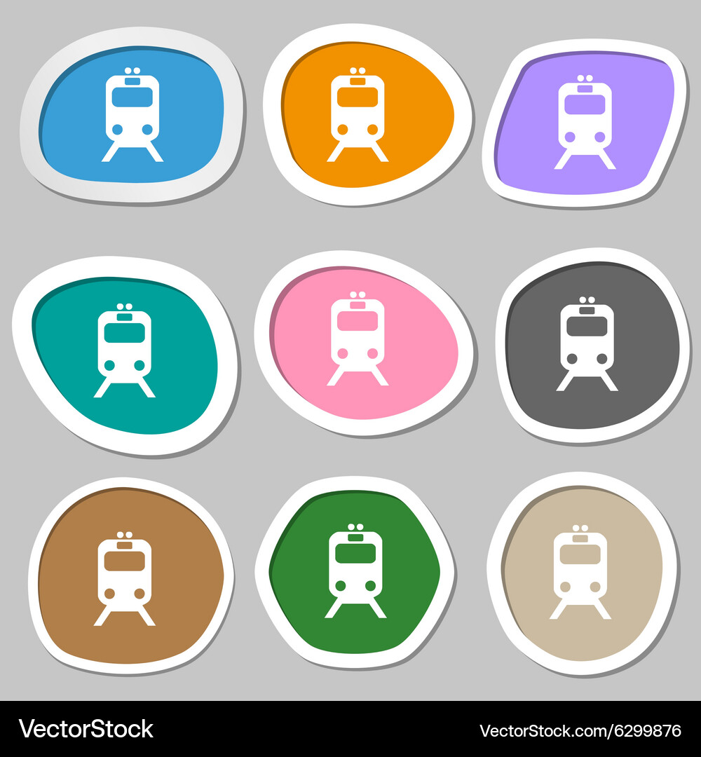 Train icon symbols multicolored paper stickers Vector Image