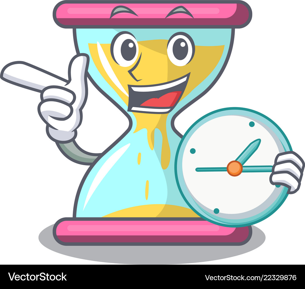 With clock cartoon hourglass in dawn time Vector Image