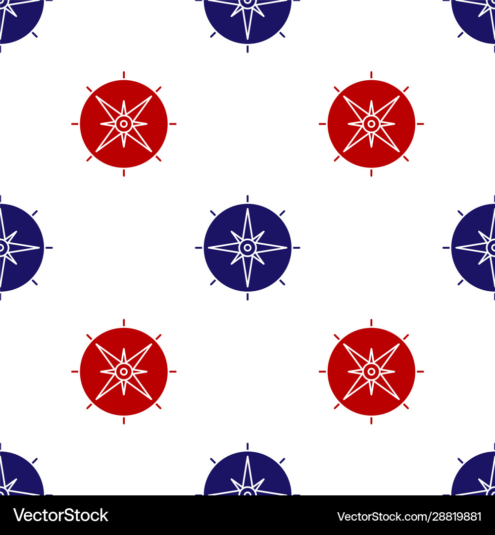 Blue and red wind rose icon isolated seamless Vector Image