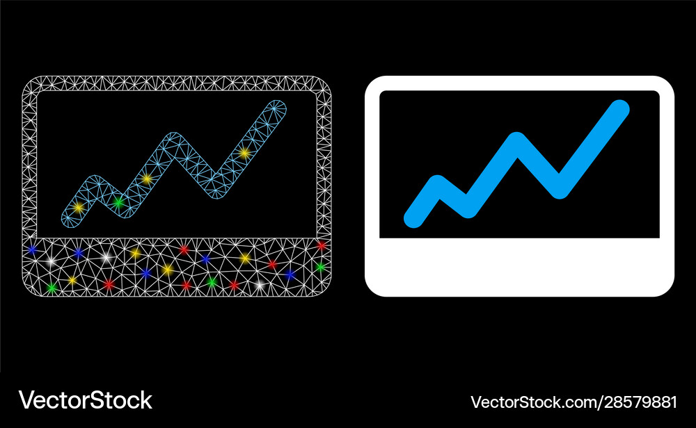 Bright mesh network stock market chart icon Vector Image