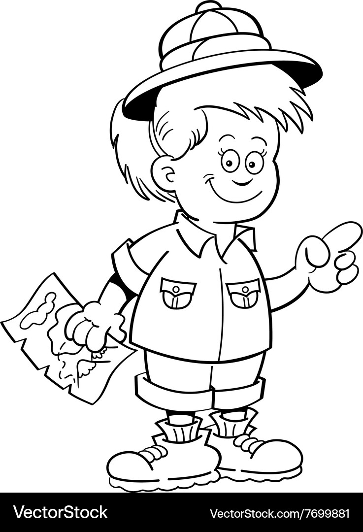 Cartoon an girl explorer Royalty Free Vector Image
