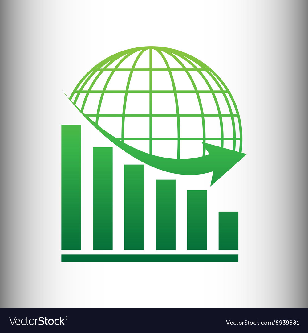 Declining graph with earth Royalty Free Vector Image