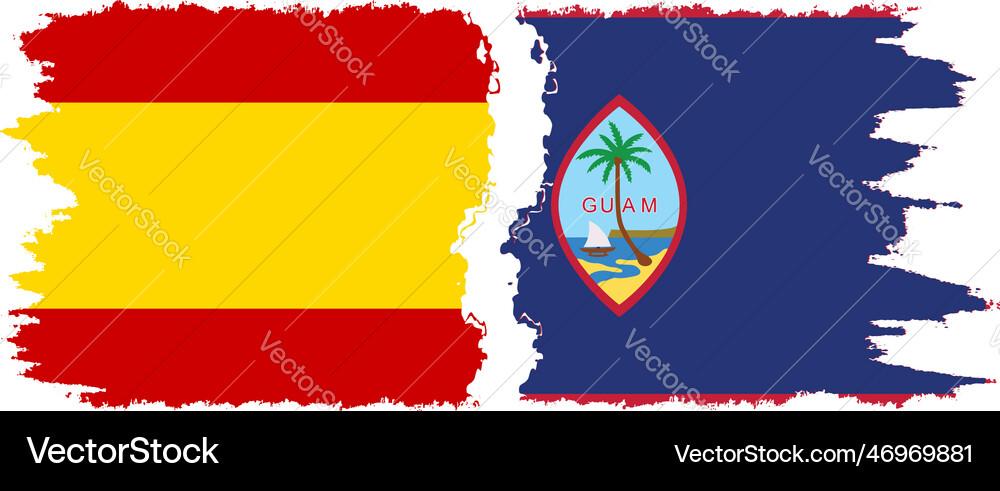 Guam and spain grunge flags connection Royalty Free Vector