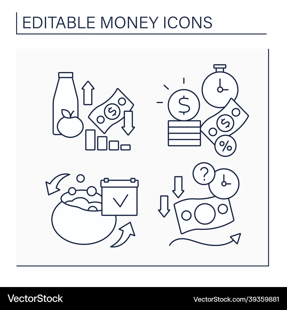 Money line icons set Royalty Free Vector Image