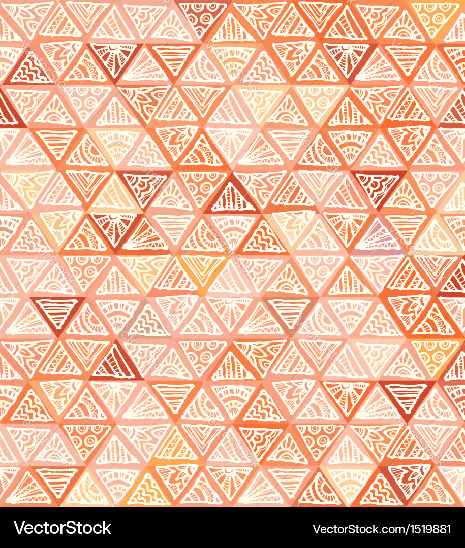 Ornate hand-drawn vintage beige triangles Vector Image