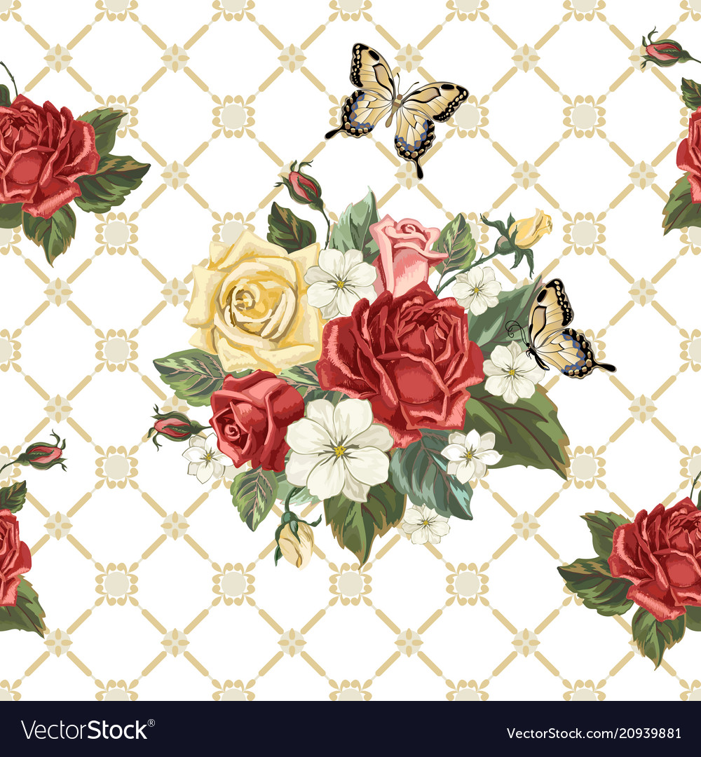Pattern with roses Royalty Free Vector Image - VectorStock