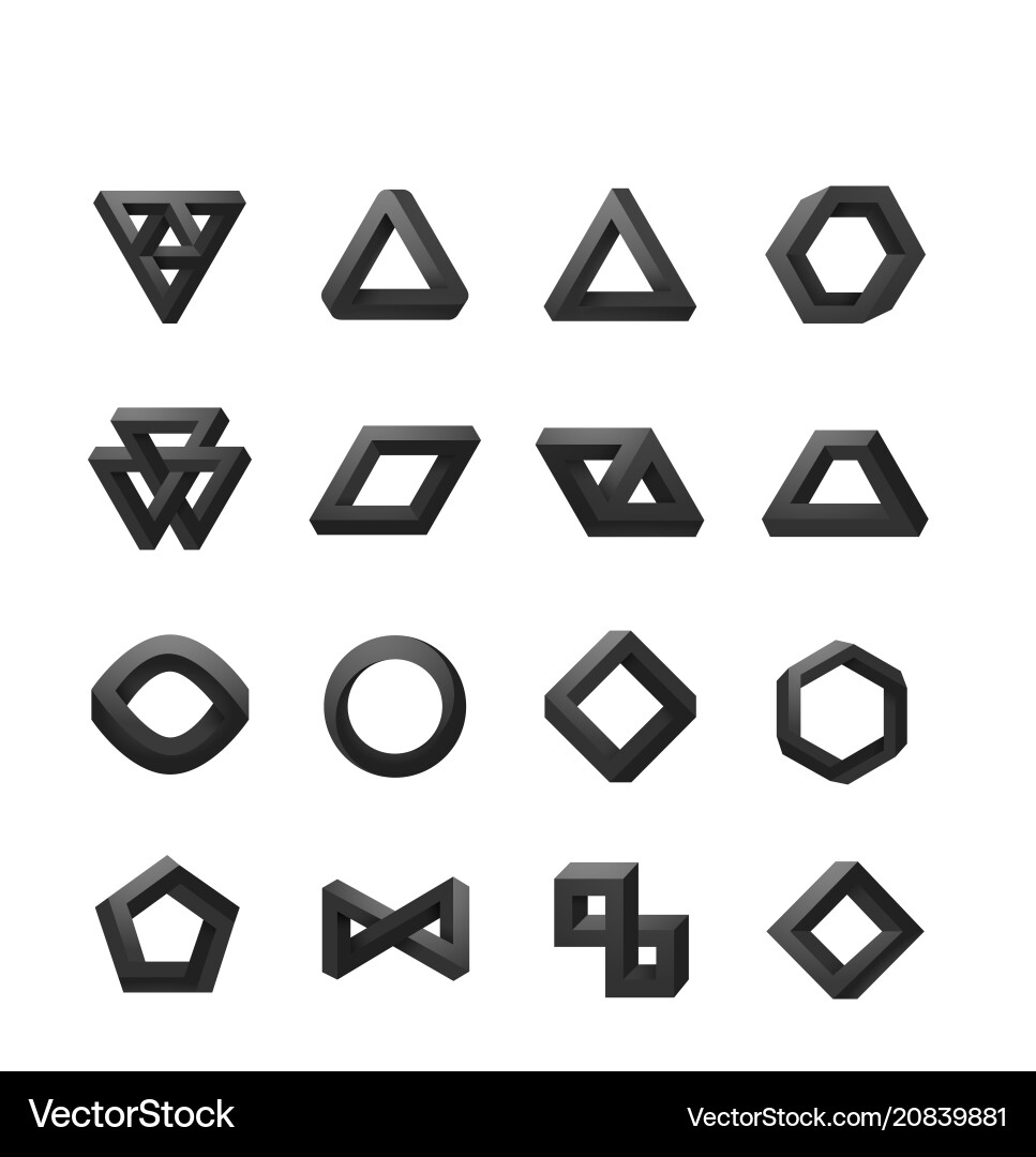 Set of impossible shapes optical isolated Vector Image