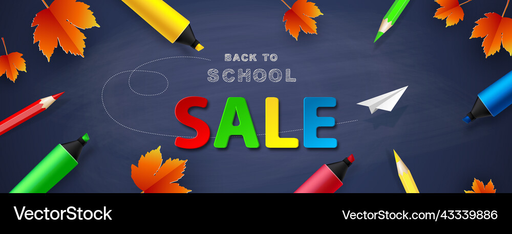 Back to school education discount banner Vector Image