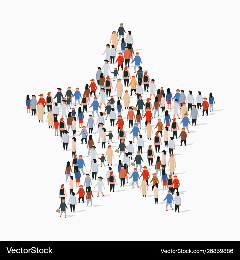 Big group people standing in a star sign Vector Image