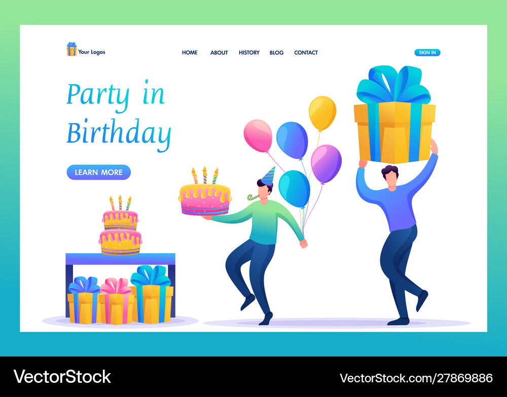 Birthday party with friends flat 2d characters Vector Image