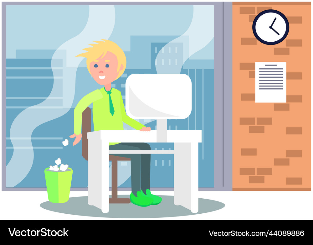Business employees on their workspace co-worker Vector Image