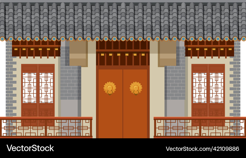 Chinese traditional building on white background Vector Image