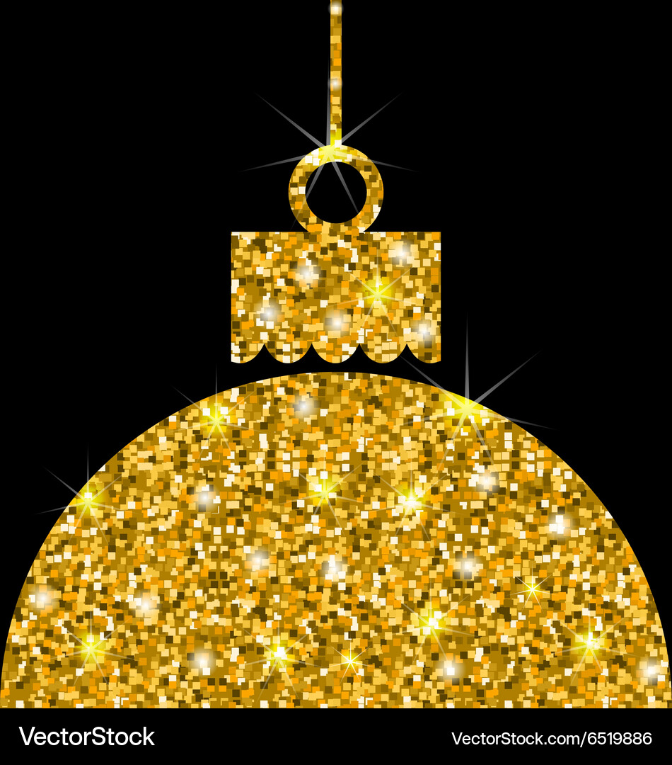 Christmas ball with golden sparkle surface Vector Image