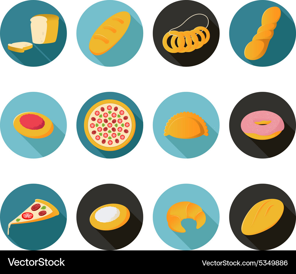 Collection of flat bread icons Royalty Free Vector Image